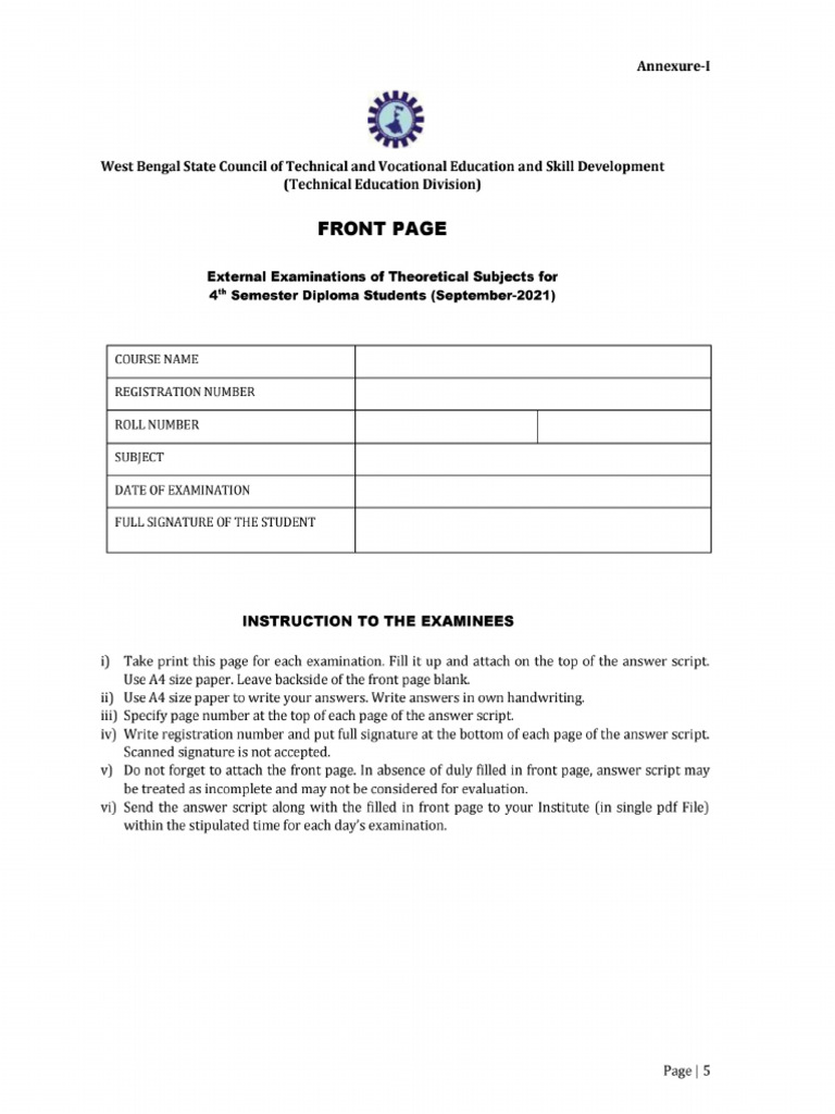 4th Sem Front Page | PDF