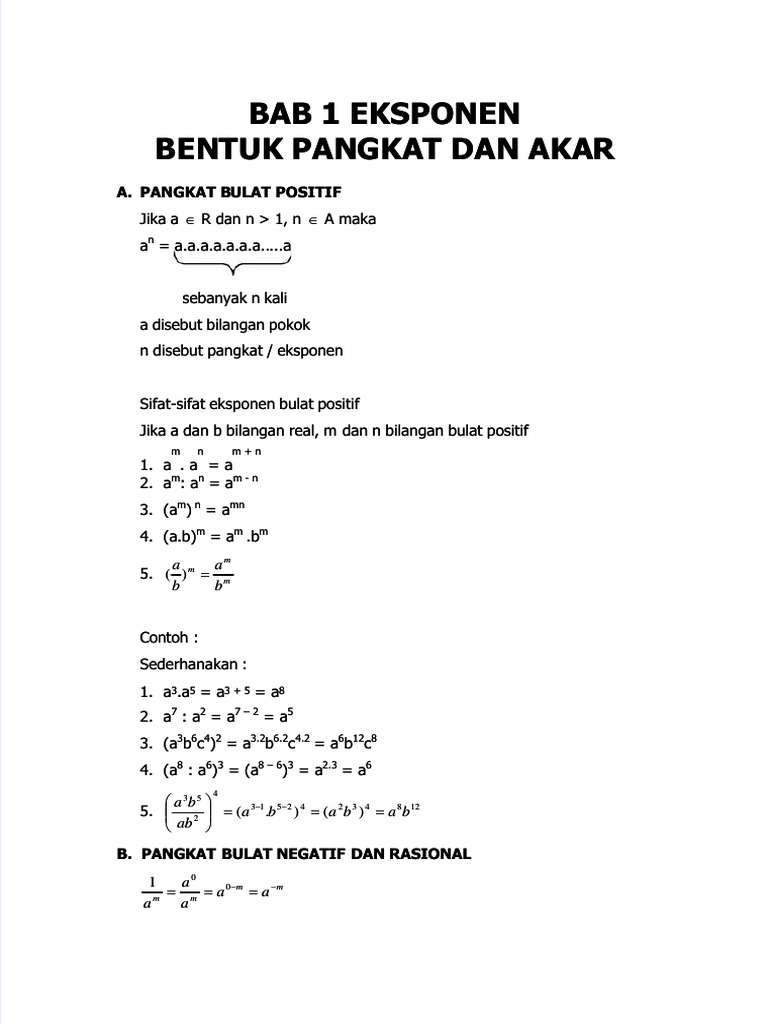 PDF Materi Bab 1 Eksponen Kelas X - Compress | PDF