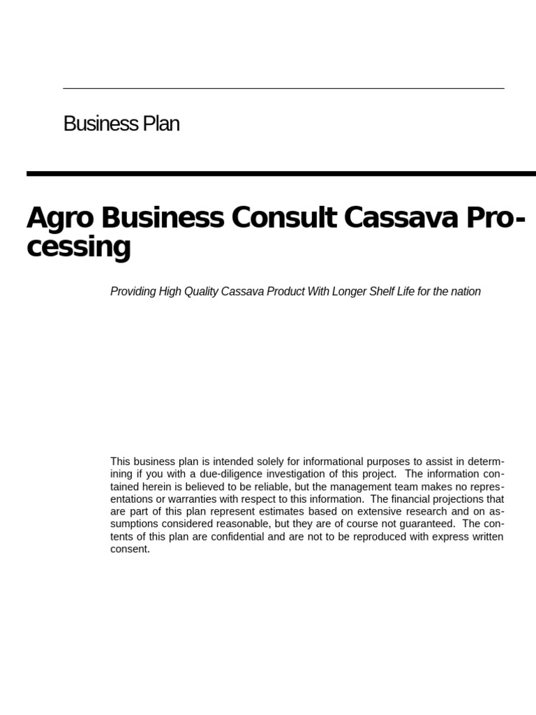 Cassava Business Plan | PDF