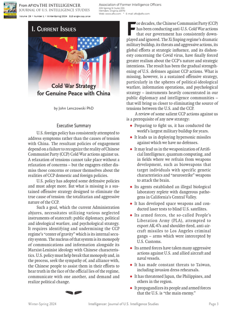 Cold War Strategy - China - AFIO Intelligencer Winter-Spring 2024 ...