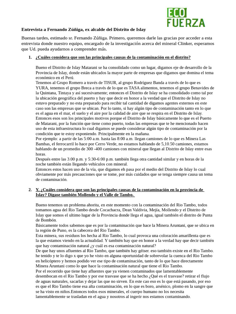 Fernando Zúñiga | PDF | Cemento | Negocios