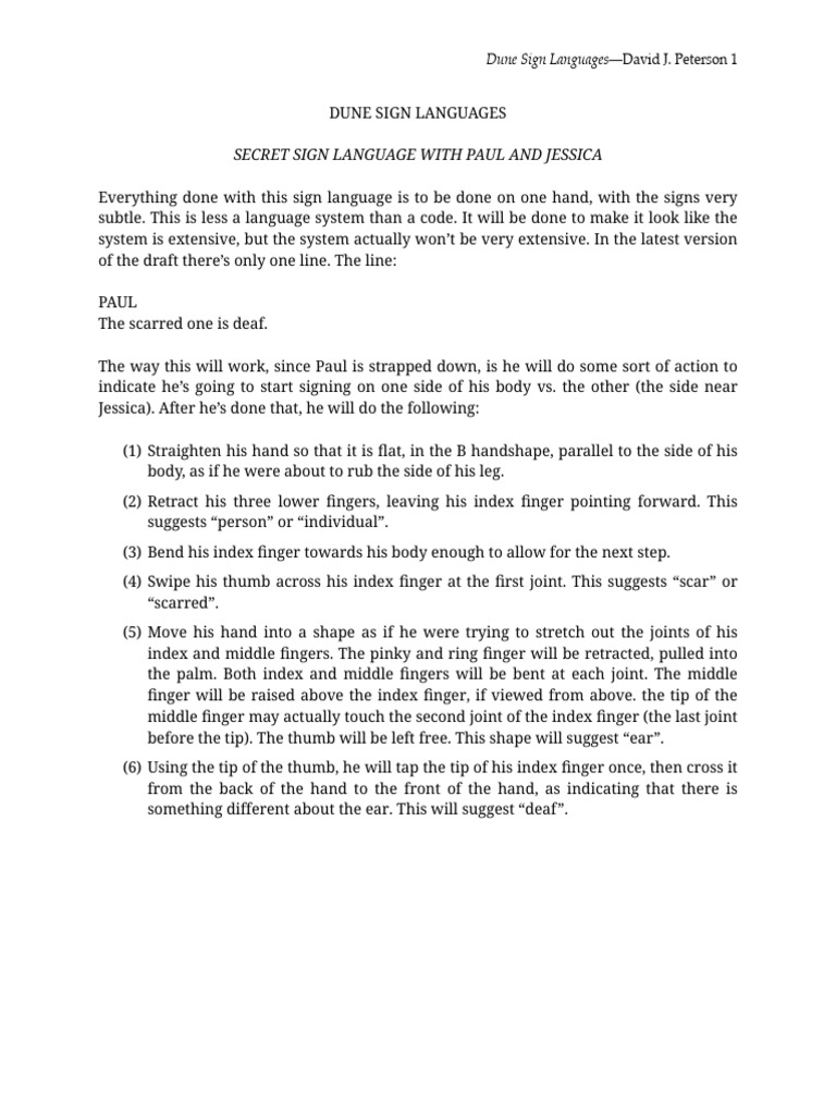 Dune Sign Languages Explanation | PDF