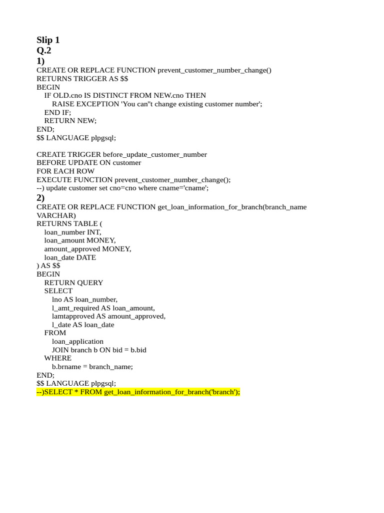 Dbms Slips 1,2,3,9,10,11. | PDF