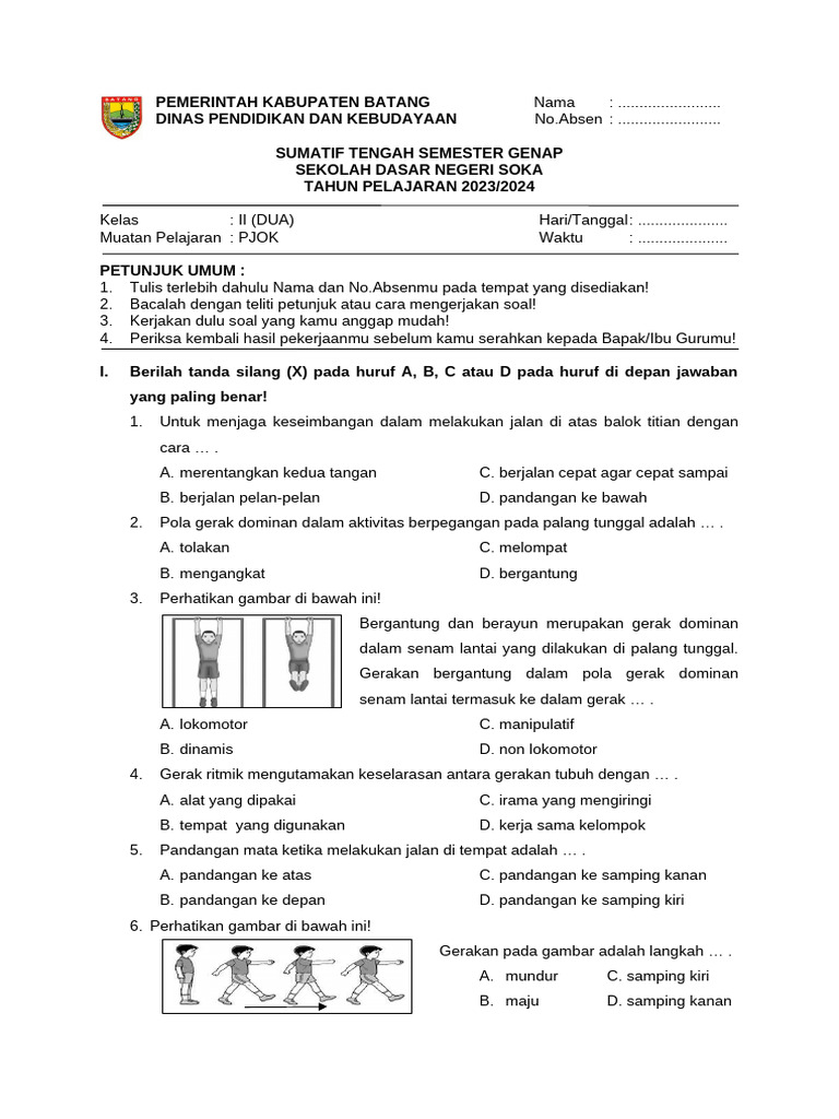 Soal Sts2 Kls 2 Pjok | PDF