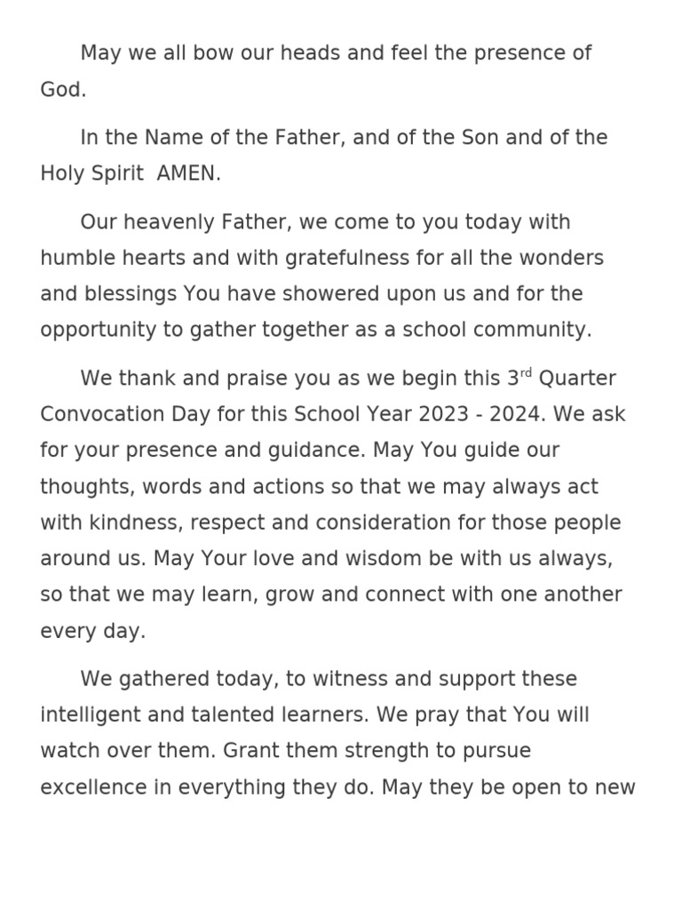 Prayer For Convocation | PDF