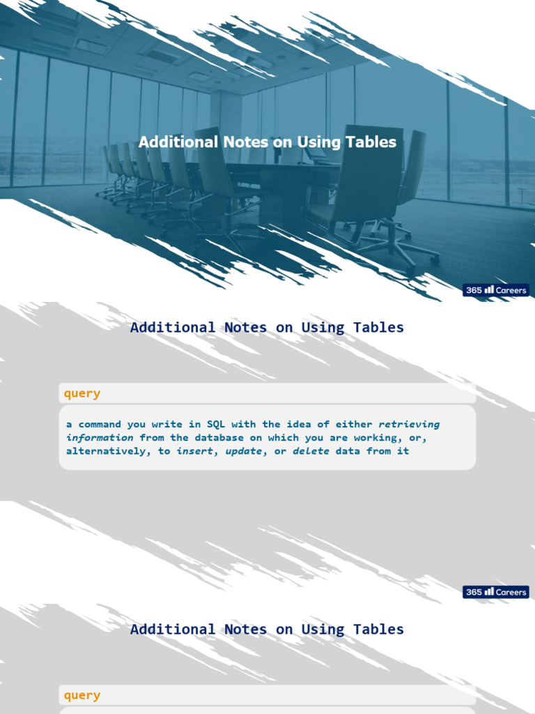 Additional Notes On Using Tables | PDF