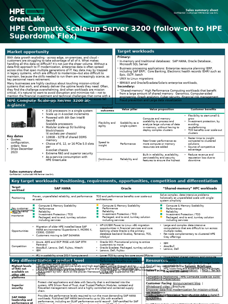 HPE Compute Scale-Up Server 3200 Sales Summary Sheet-A50009589enw | PDF