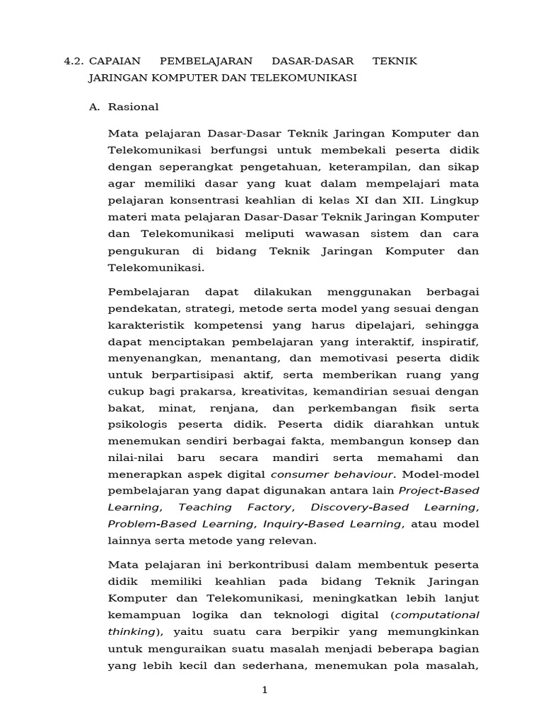 Capaian Pembelajaran TKJ | PDF