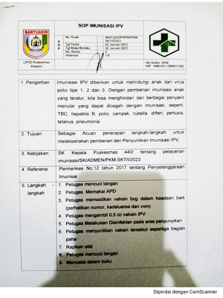 4.3.1.d. Sop Imunisasi Ipv | PDF