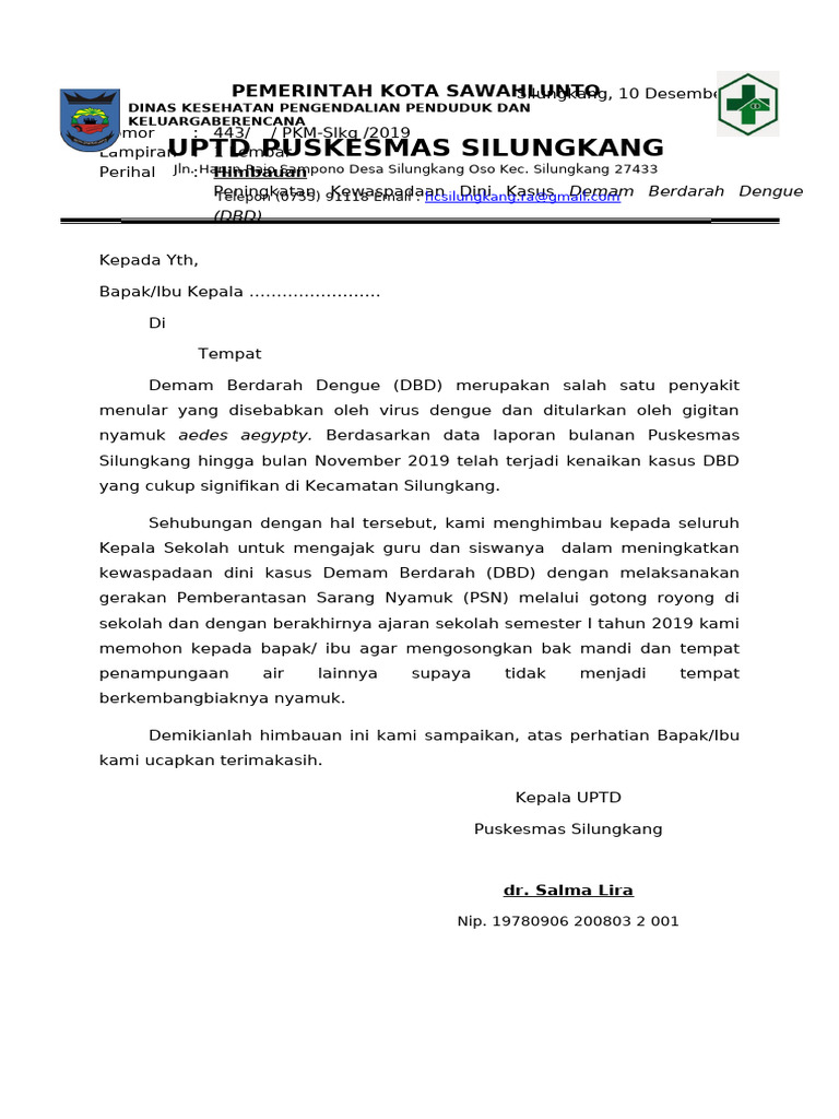 Surat DBD Sekolah | PDF