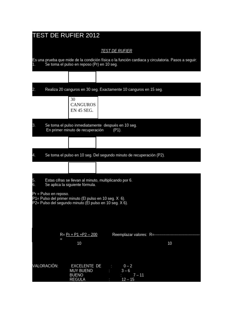 Test de Rufier 2012 y Otros | PDF