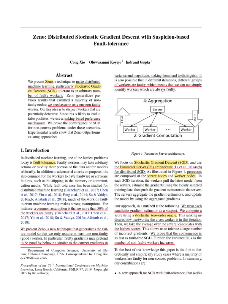 Zeno Distributed Stochastic Gradient Descent With Suspicion Based 114 Pdf