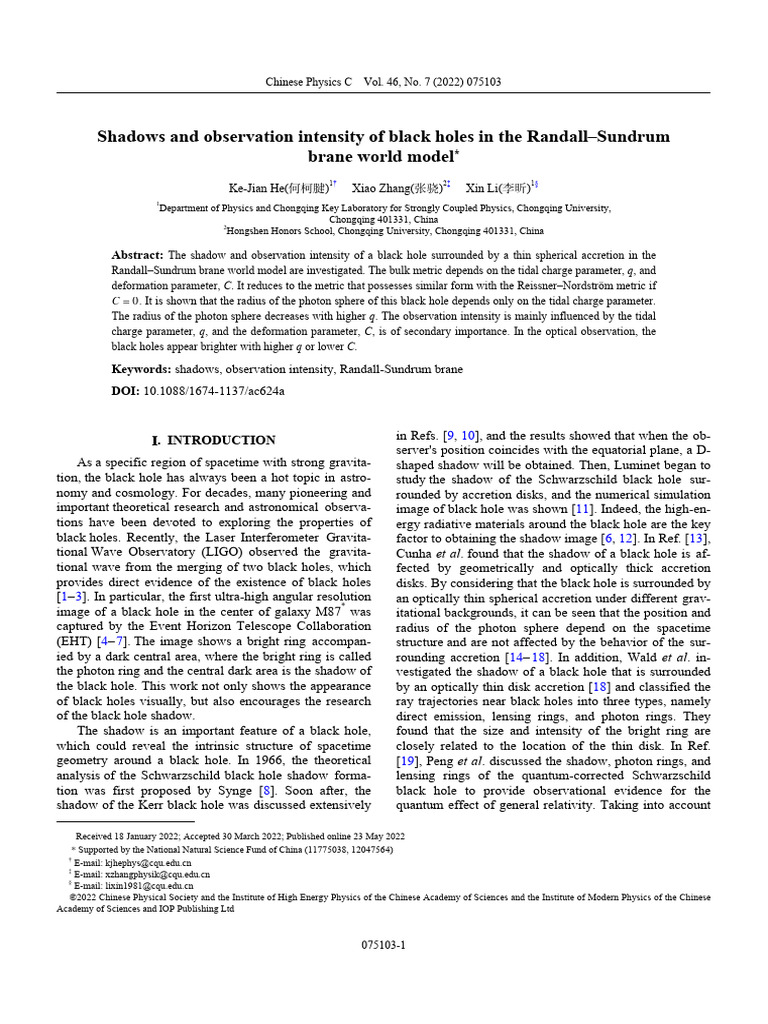 Shadows and Observation Intensity of Black Holes in The Randall-Sundrum ...