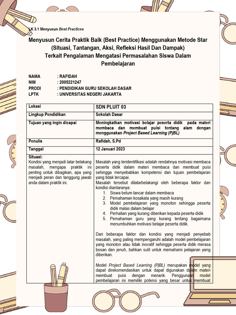 LK 3.1 Menyusun Best Practices - RAFIDAH | PDF