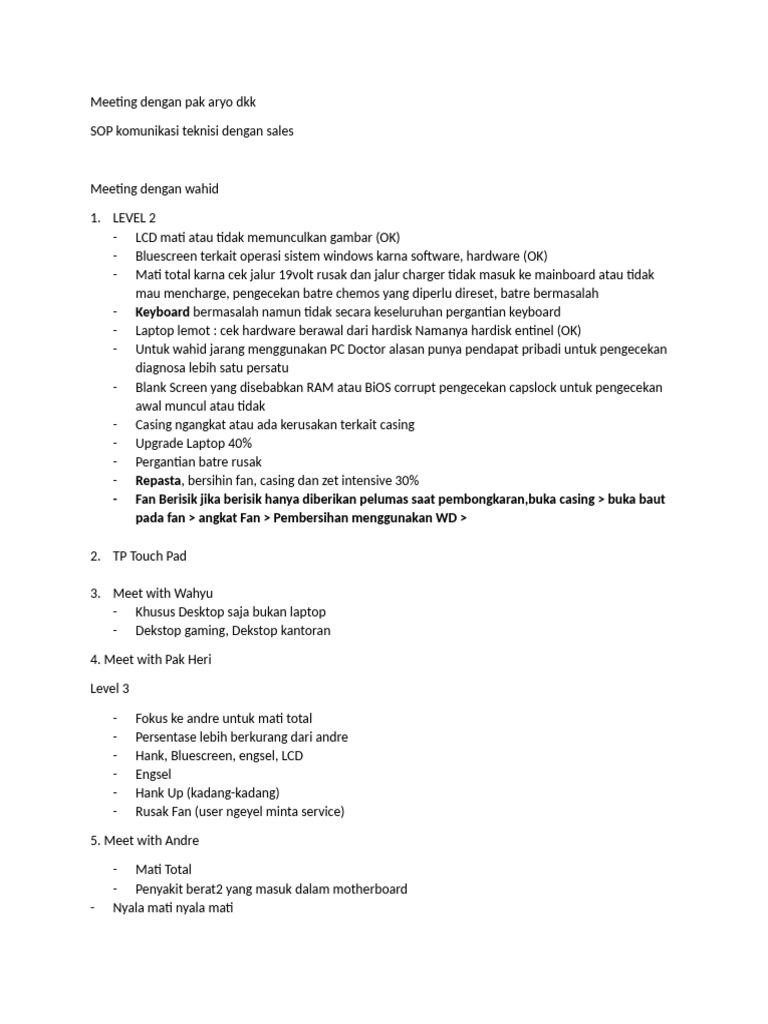 SOP Bongkar Laptop | PDF