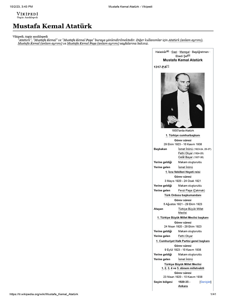 Mustafa Kemal Atatürk - Vikipedi | PDF
