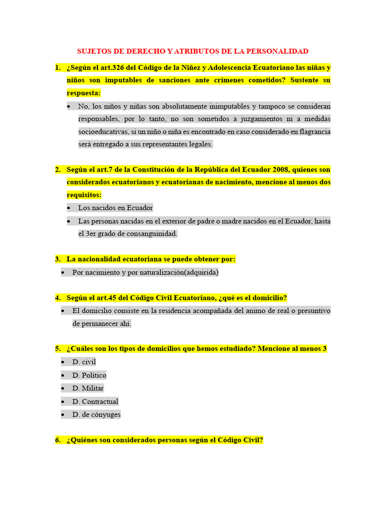 Cuestionario Familia - Segundo C | PDF