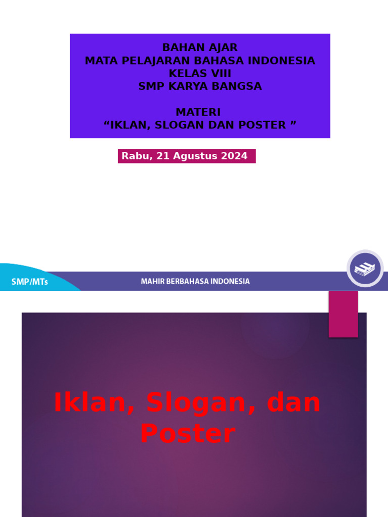 Mengeksplorasi Dan Mengevaluasi Iklan, Slogan, Dan Poster (21-8-24) | PDF