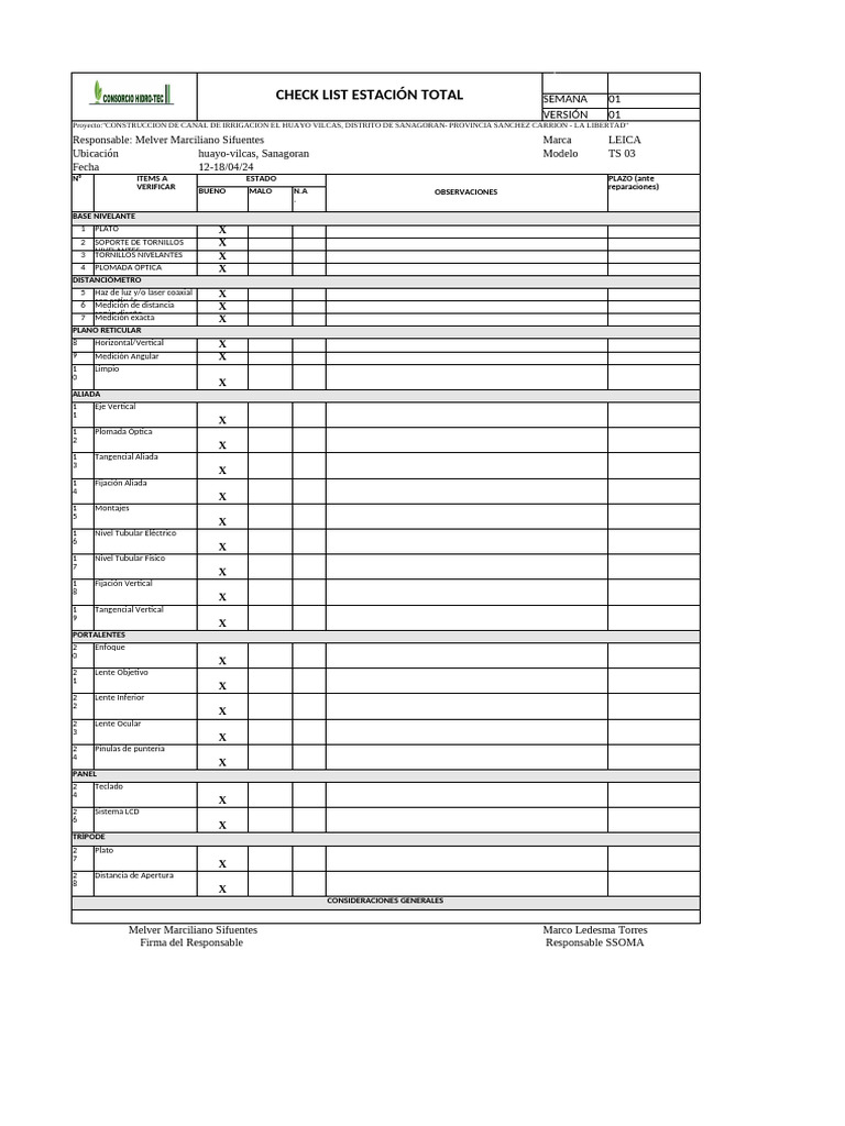 Check List Estacion Total | PDF