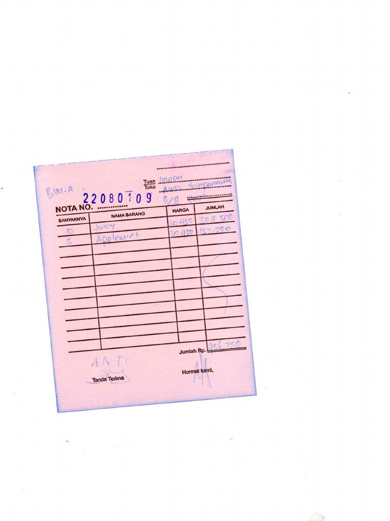 Contoh Nota Cap Retail | PDF