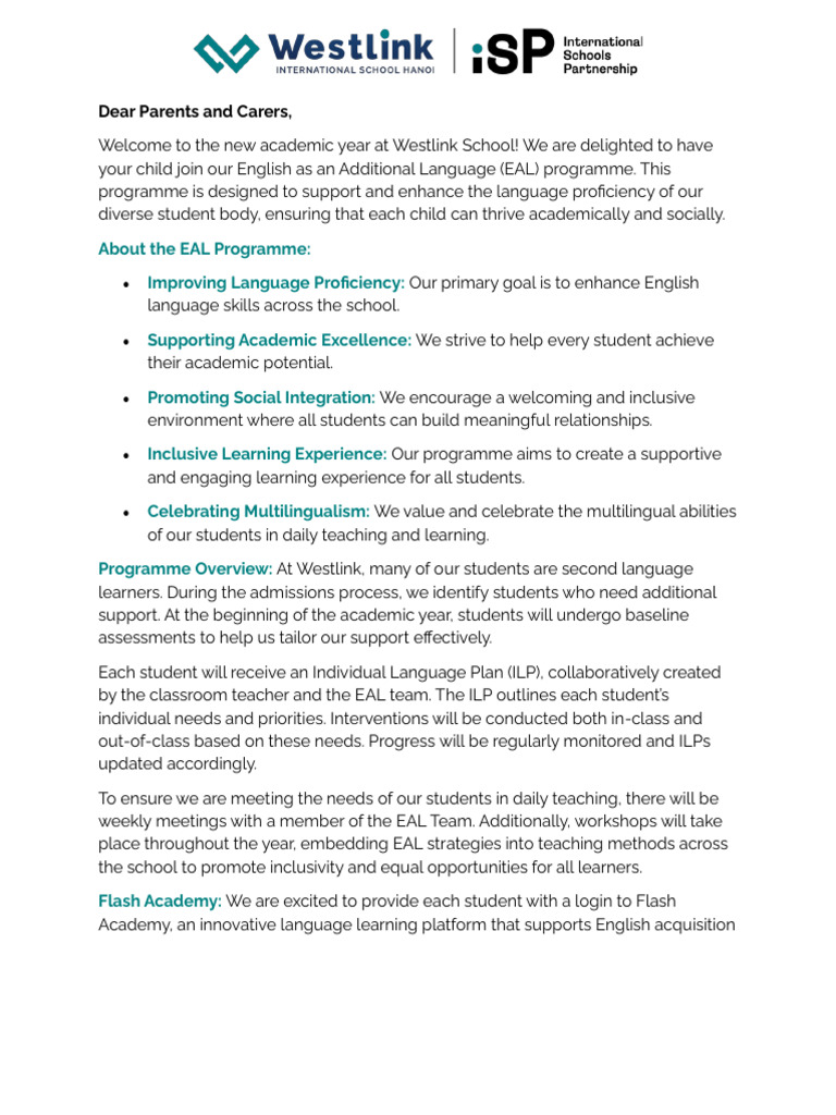 Welcome Letter To Parents | PDF