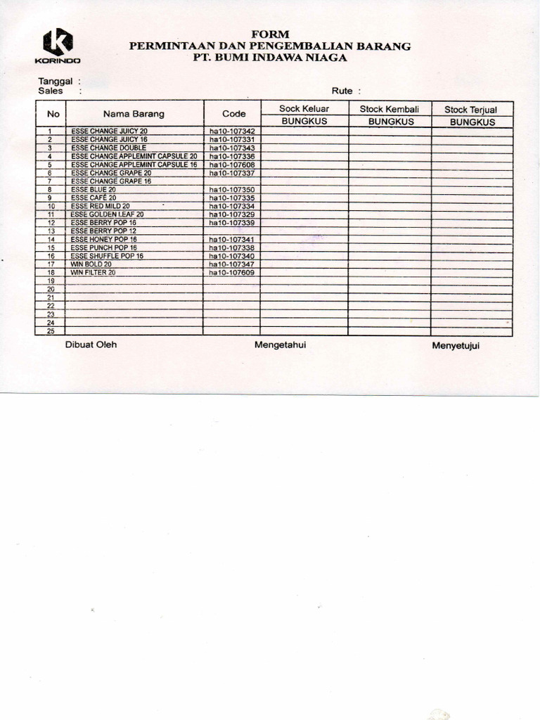 Form Pengambilan Dan Pengembalian Barang | PDF