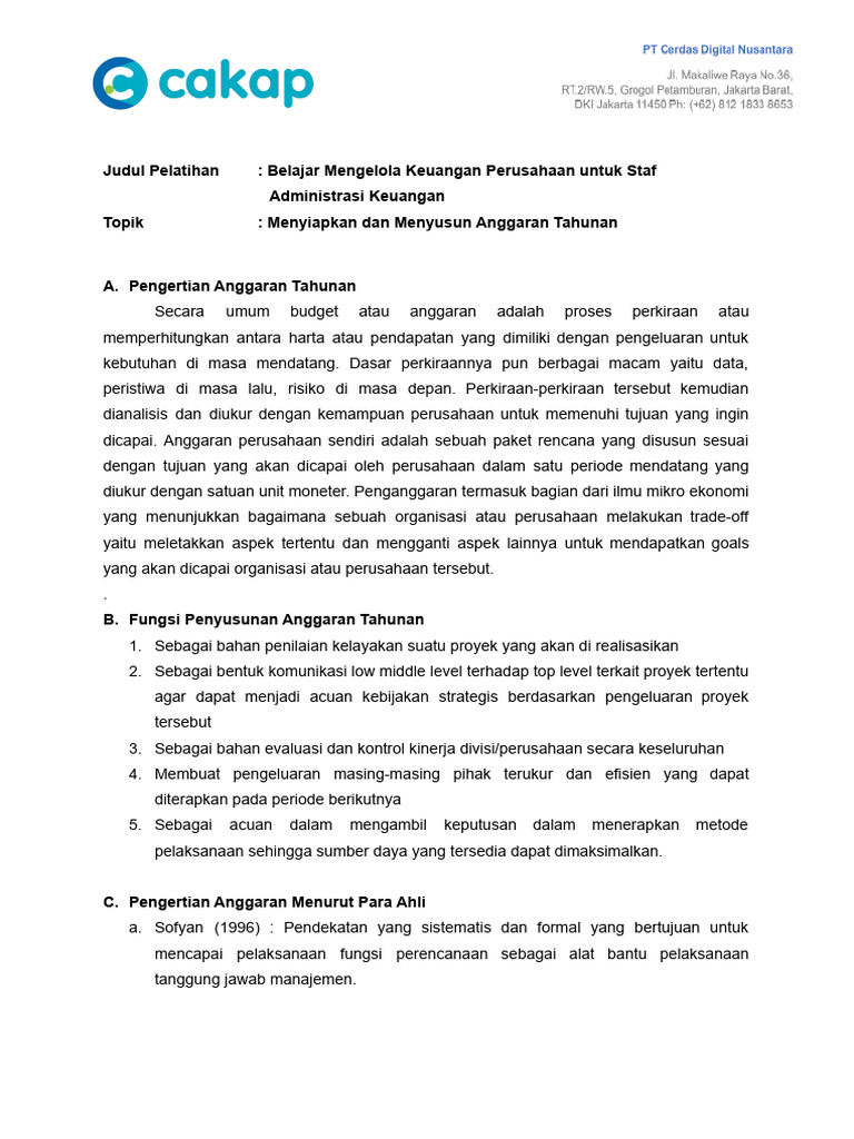 Menyiapkan Dan Menyusun Anggaran Tahunan | PDF