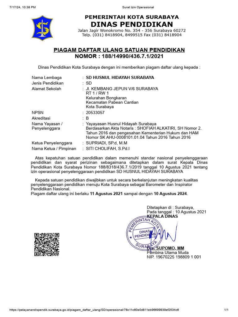 Surat Izin Operasional | PDF