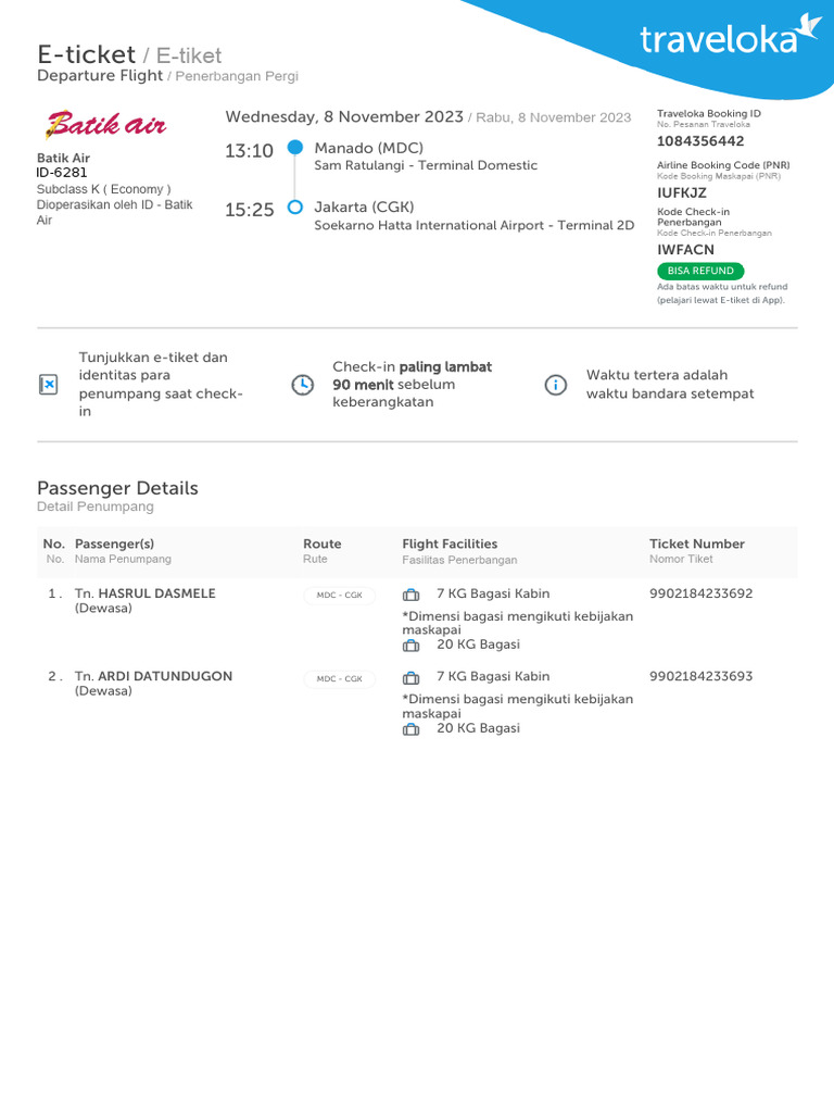 Hasrul Dasmele-MDC-IWFACN-CGK-FLIGHT - ORIGINATING | PDF