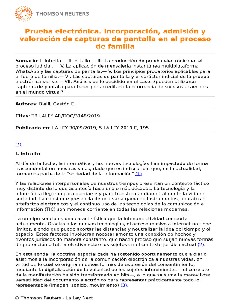 Documento - Prueba Electrónica. Incorporación, Admisión y Valoración de Capturas de Pantalla en ...