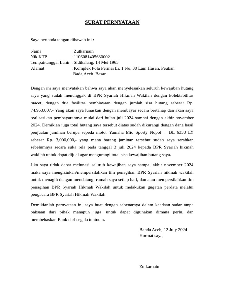 Pernyataan Zulkarnain | PDF