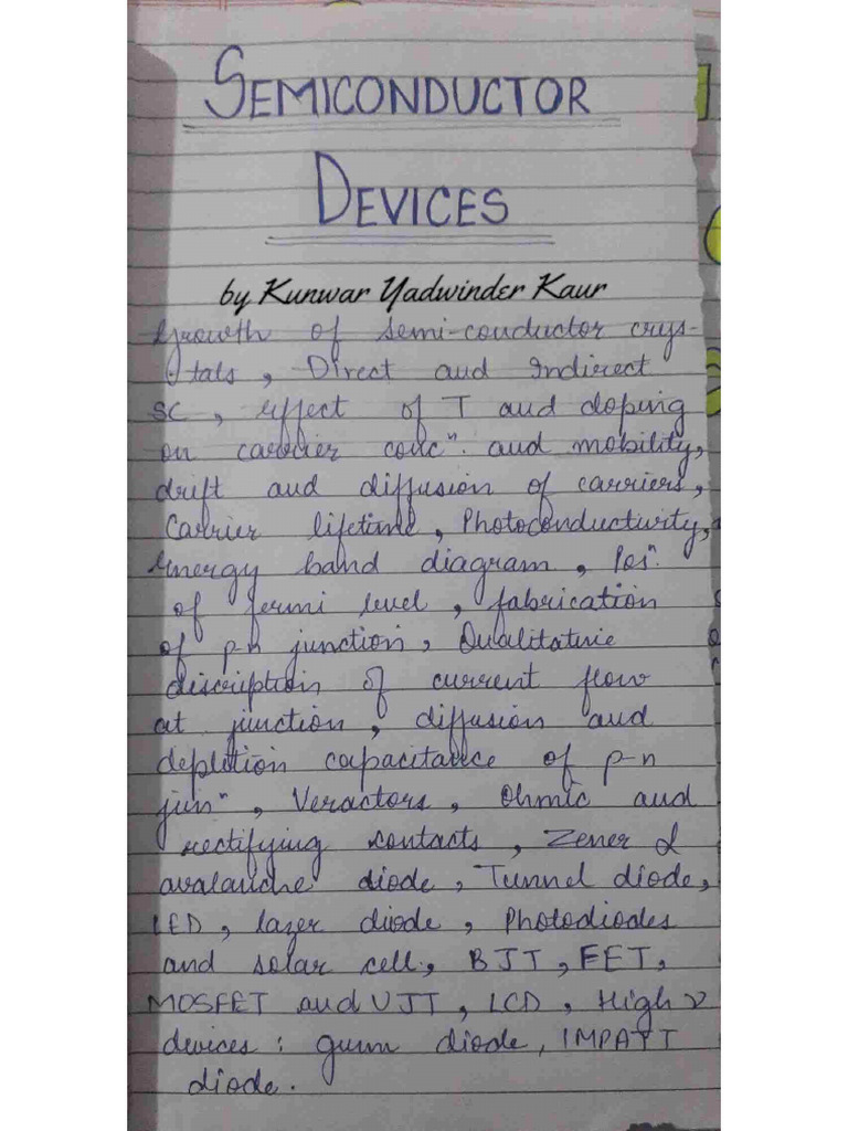 Semiconductor Devices Notes | PDF
