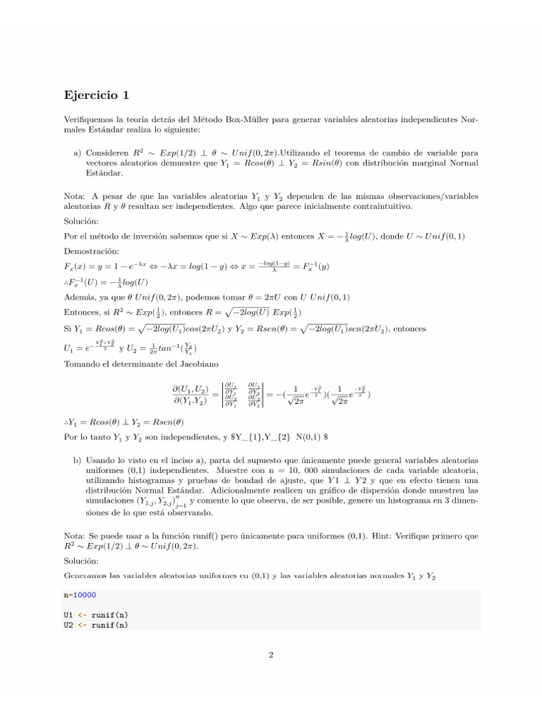 Ejercico Simulacion Estocastica | PDF