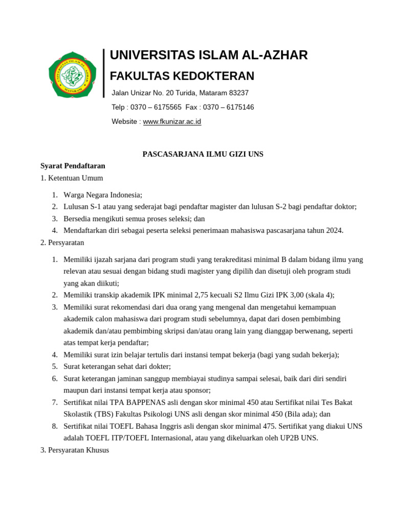 s2 Ilmu Gizi Uns | PDF