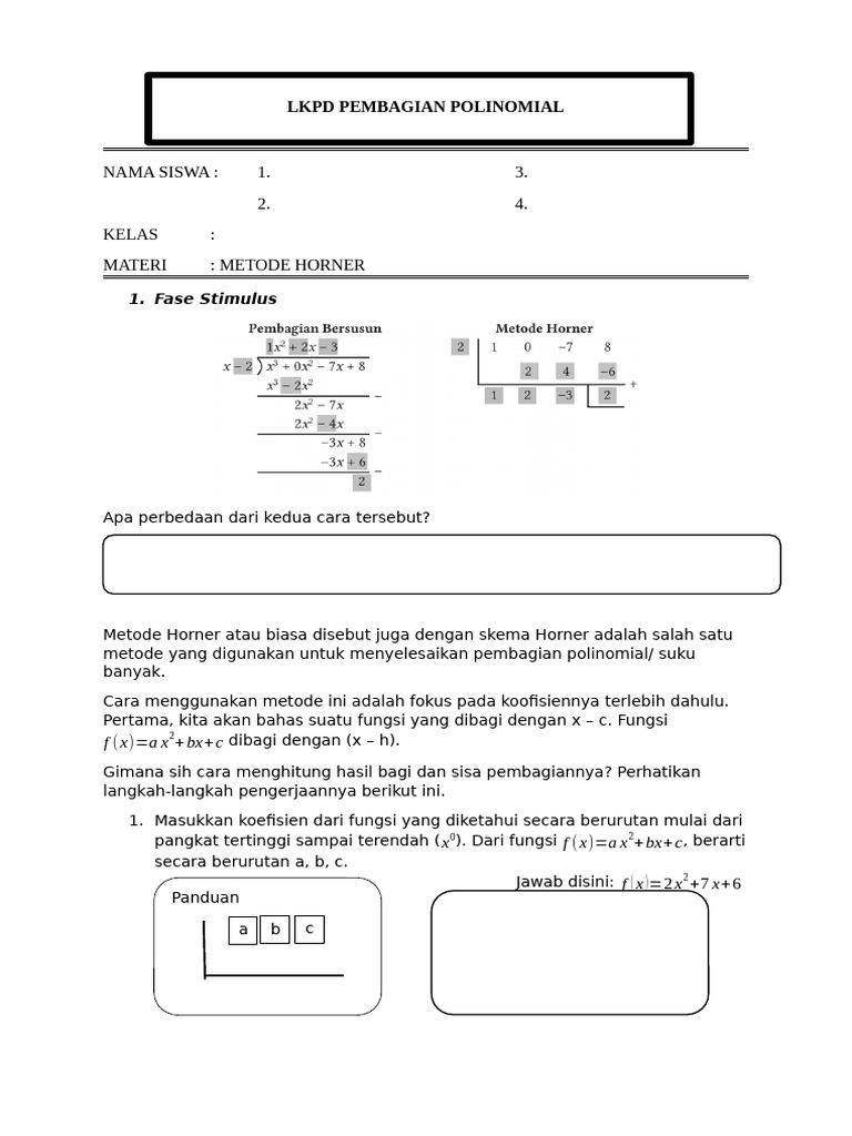LKPD Metode Horner | PDF
