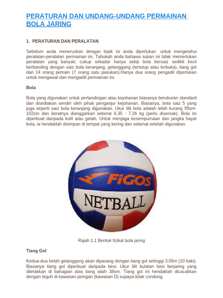 Peraturan Dan Undang Bola Jaring | PDF
