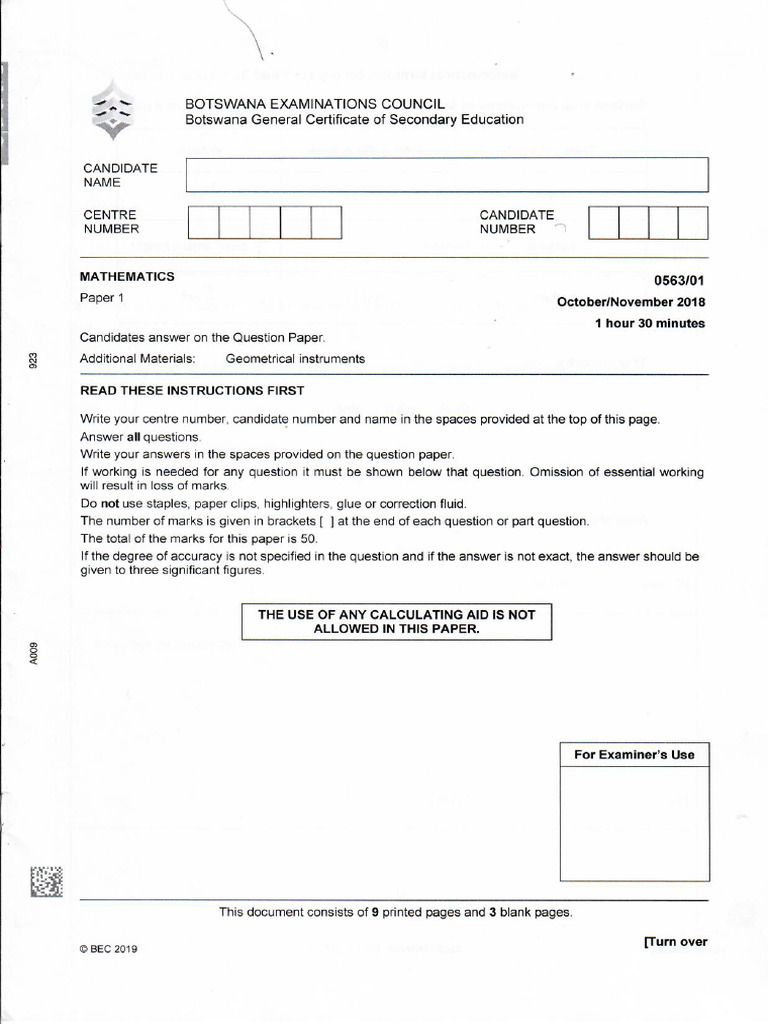 2018 Paper 1 | PDF