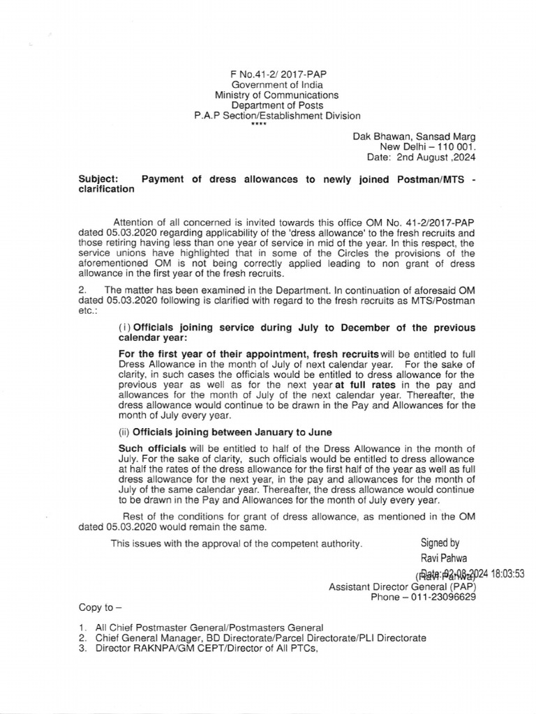 Dress Allowance Clarification | PDF | Finance & Money Management