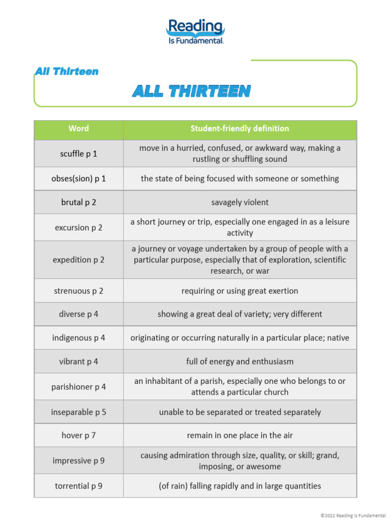 All Thirteen Vocabulary Guide | PDF