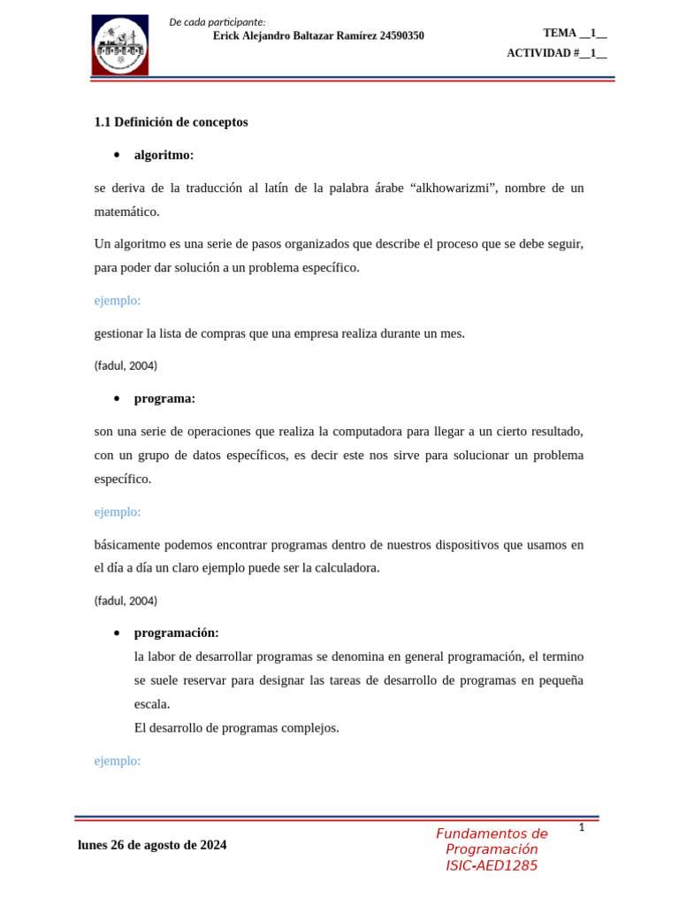 A 1. Conceptos Básicos de Programación y Herramientas de Diseño Algorítmico | PDF