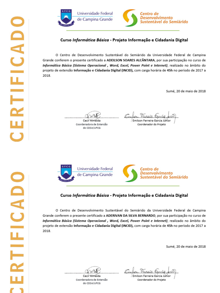 CERTIFICADOS Cursista Curso Informatica Basica | PDF CERTIFICADOS Cursista Curso Informatica Basica | PDF