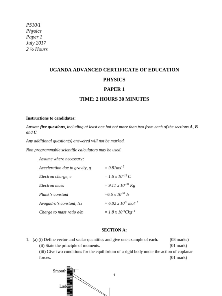 ACEITEKA MOCK EXAMINATION S.6 PHYSICS | PDF