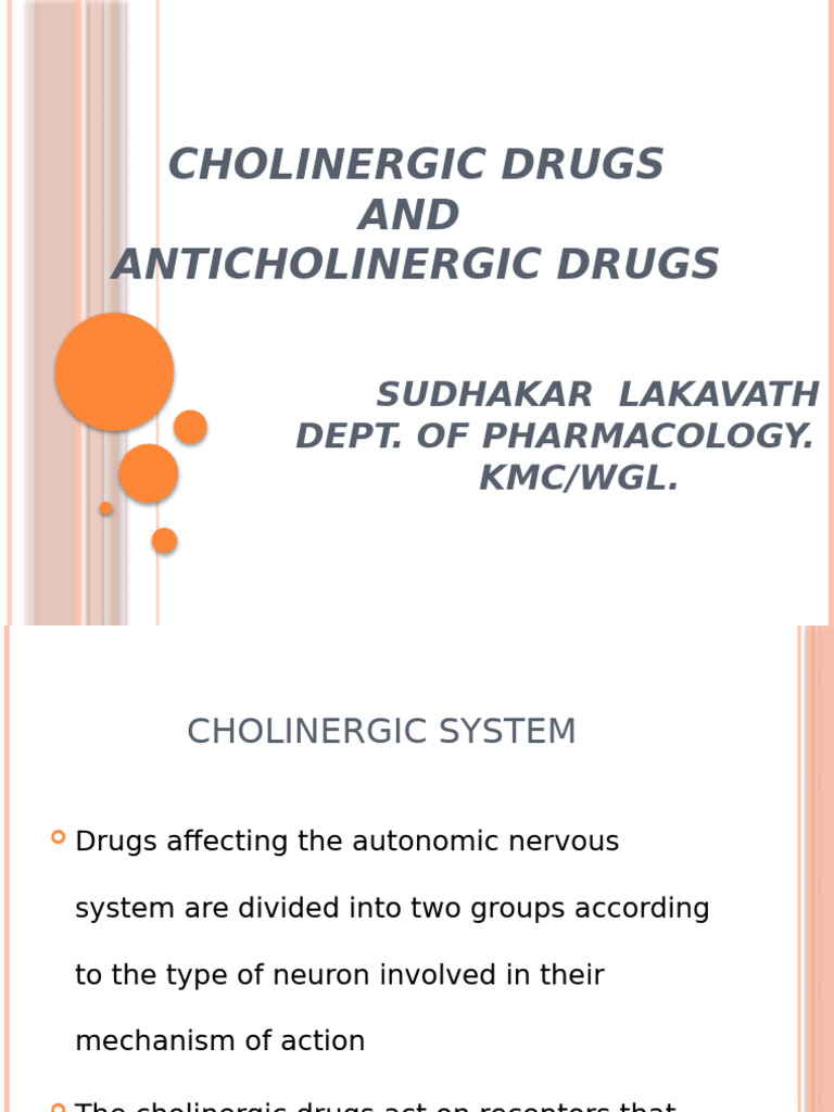 Cholinergic and Anticholinergic Drugs Overview | PDF | Acetylcholine ...