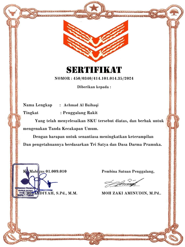 sertifikat Rakit (1) | PDF