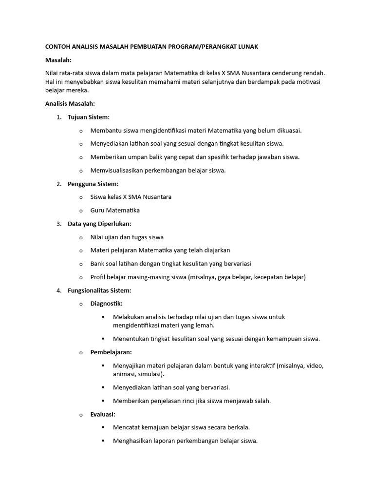 Contoh Analisis Masalah Pembuatan Program 2 | PDF