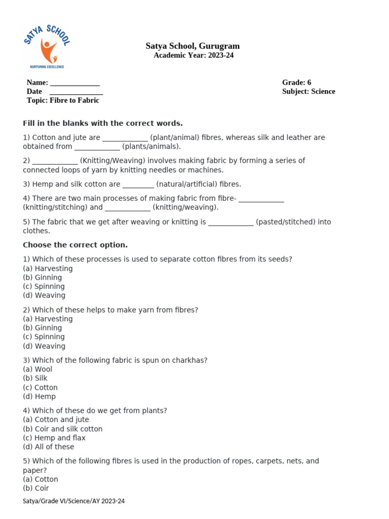 Grade 6_Chapter 4_Worksheet | PDF