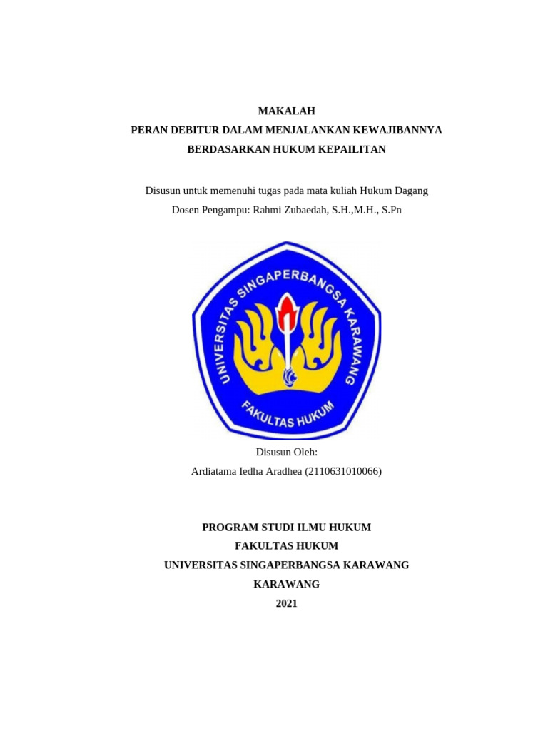Peran Debitur dalam Hukum Kepailitan | PDF