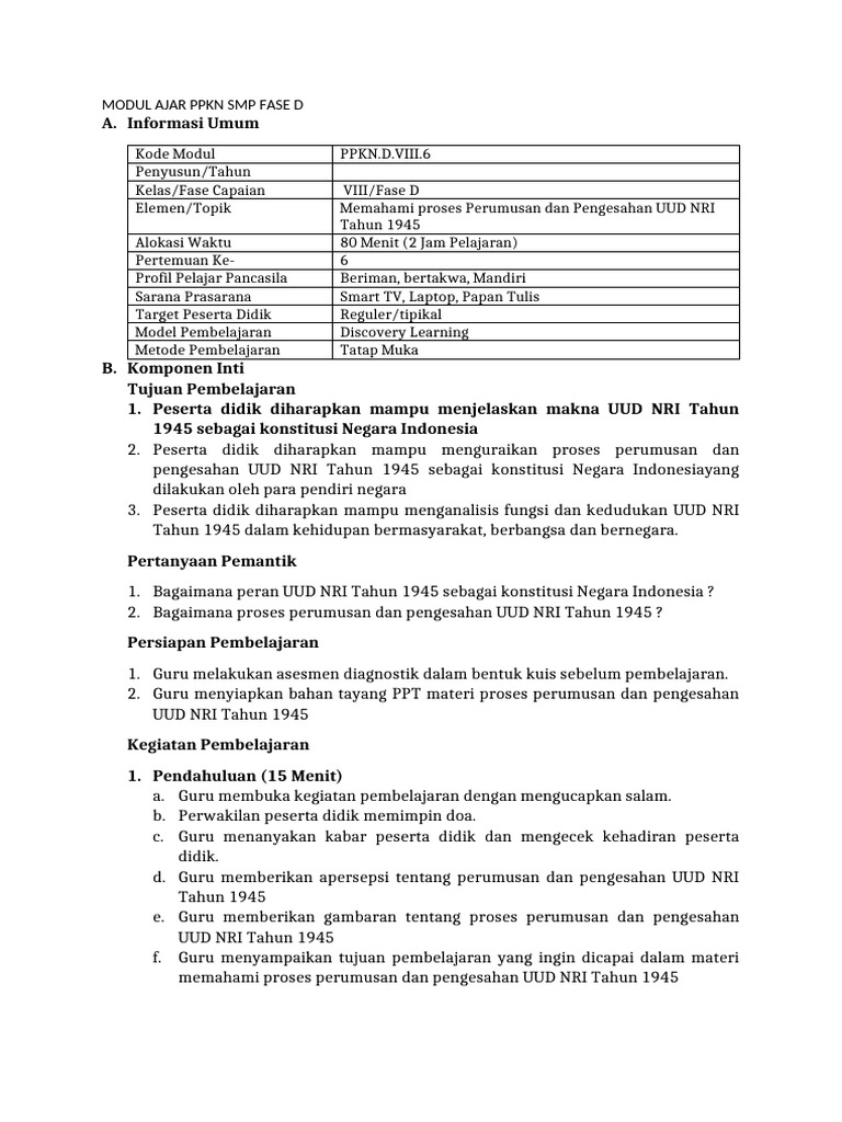 Modul Ajar PPKN | PDF