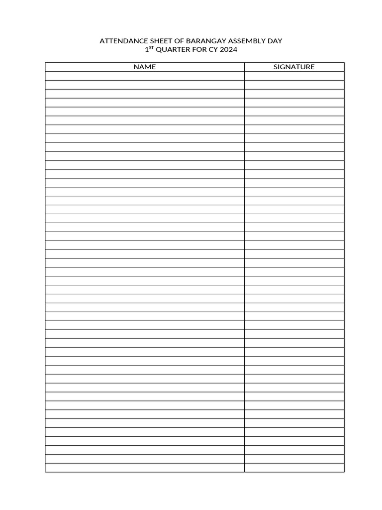 Attendance Sheet of Barangay Assembly | PDF