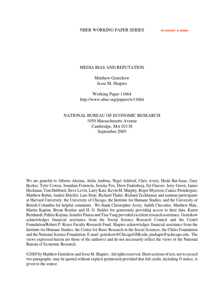 Media Bias and Reputation | PDF